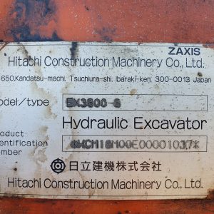 Hitachi EX3600-6 Backhoe Excavator — HCM18M00E00001037 | Minespec Parts